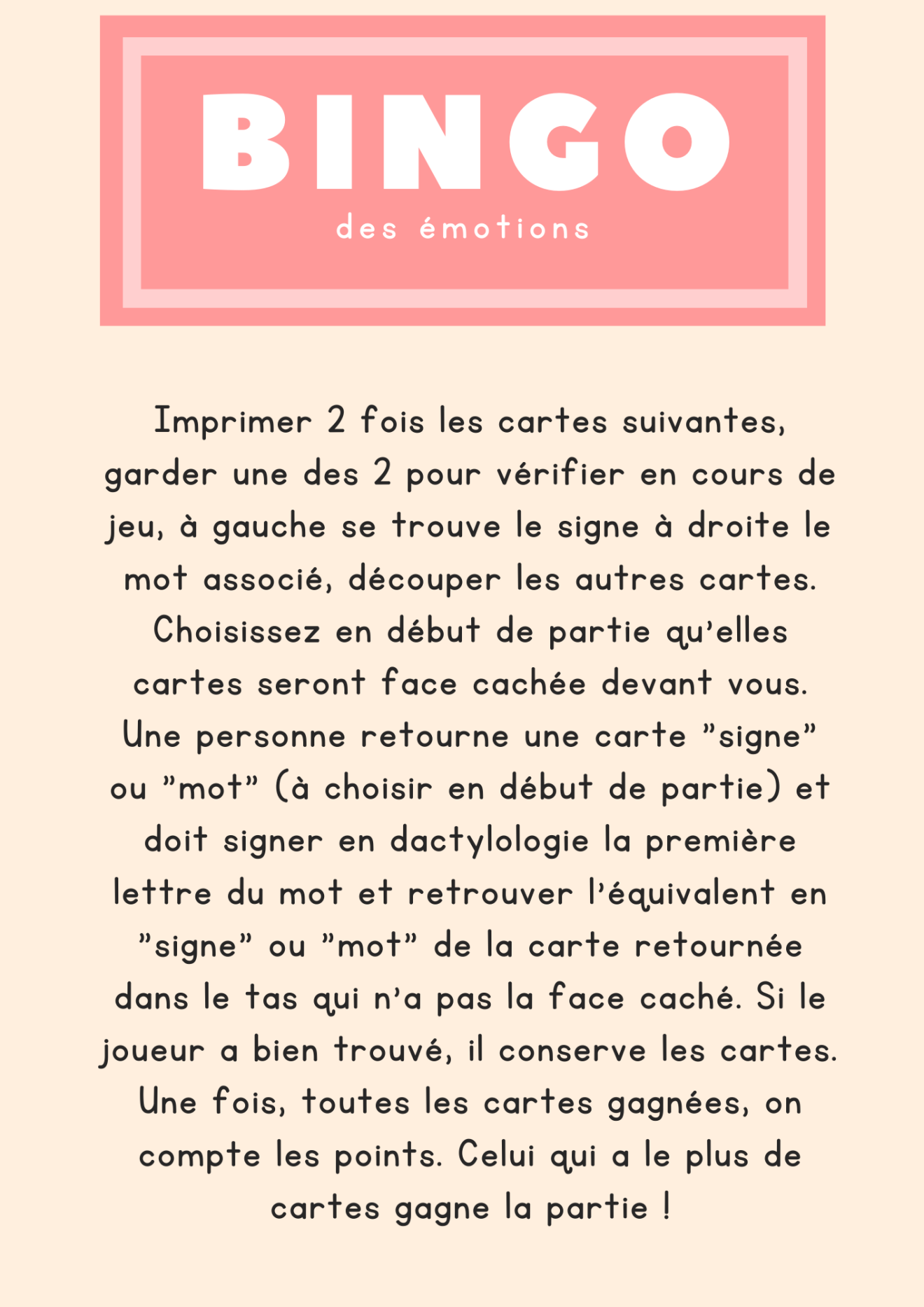 Le Bingo des émotions